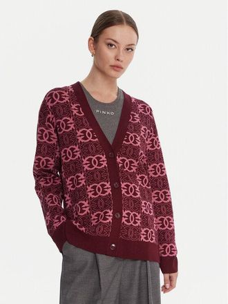 Pinko Strickjacke Half Breed 106042 A2YD Dunkelrot Regular Fit