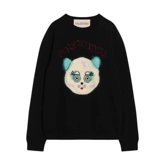 Valentino Garavani Schwarze Crewneck Pullover Maglia Girocollo - - Knitwear - Herren - Schwarzk - L
