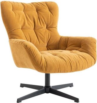 Vente-Unique Fauteuil pivotant en tissu jaune OPHELIE