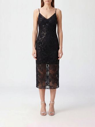 Blumarine Midi-Etuikleid von aus Spitze mit Pailletten und V-Ausschnitt