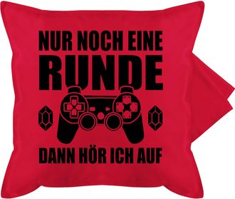 Shirtracer Kissenbezug - Statement - Nur noch eine Runde Dann höre ich auf - Geschenke für Zocker Zocken Gaming Gamer Geschenkideen Sprüchen - 50 x 50 cm - Rot -