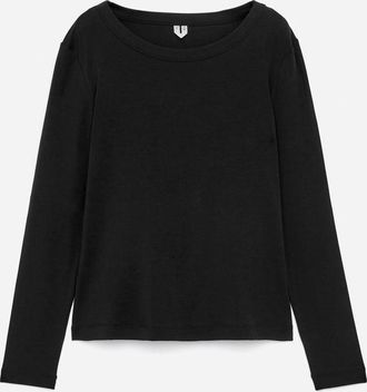 Arket Geripptes Lang&auml;rmliges Oberteil -Schwarz