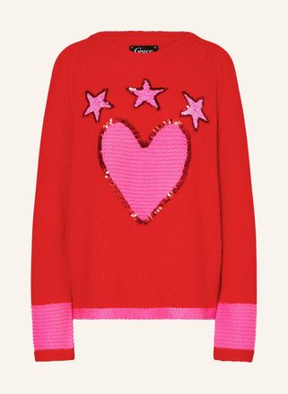Grace Grace Pullover Mit Pailletten rot