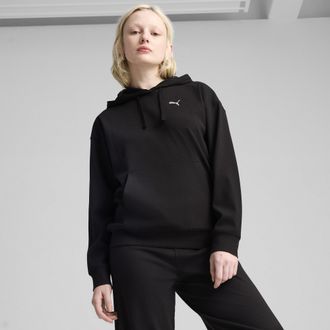 Puma ESS ELEVATED Bequemer gerippter Hoodie Damen, Kleidung, Schwarz, S