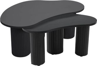 Oviala Table basse gigogne en mélaminé noir