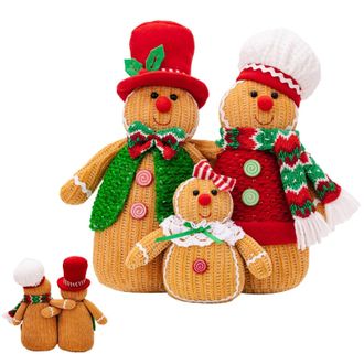 Generico Weihnachtsdekorationen, Herrenfiguren, Familienset für Schaufenster, Puppengeschenke, 3-teilig, Brotfiguren - Heimdekoration