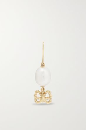 Alison Lou Butterfly Streamer Einzelner Ohrring Aus 14 Karat Gold Mit Perle