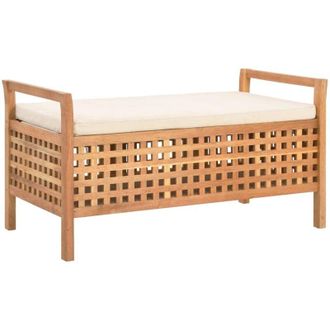 vidaXL Vidaxl - Banc de rangement 93x49x49 cm Bois de noyer massif