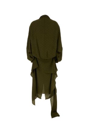 Ferragamo Womens Olive Green Silk Dress Exterior: Abiti