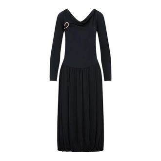Lanvin LS Drape Midi Dress - - Dresses - Damen - Schwarzk - XS