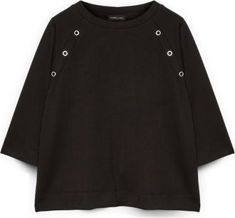 Fiorella Rubino Femme, Sweatshirts et sweats &agrave; capuche, Noir, Taille: 44 FR SweaT-shirt avec d&eacute;tail oeillets