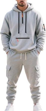 Generic Hommes Jogging Surv&ecirc;tement Sport Costume Sweat-Shirt &Agrave; Capuche Et Pantalon V&ecirc;tement De Sport Chic Automne Hiver Tenue Sport Homme D&eacute;contract&eacute; Ensemble