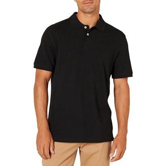 Amazon Essentials Polo en Coton Piqué Coupe Ajustée Homme, Noir, XL