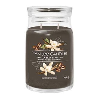 Yankee Candle Company Yankee Candle Signature Candle Bougie parfum&eacute;e | Grande bougie en pot espresso &agrave; la vanille avec double m&egrave;che | M&eacute;lange de cire de soja &agrave; combustion l