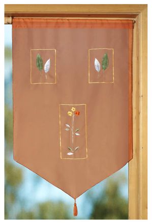 Heimtexland Scheibengardine Mediterran Bestickt mit edler Quaste HxB 90x60 Flügelfenster Gardine Voile Tunnelzug Terra Orange Typ627