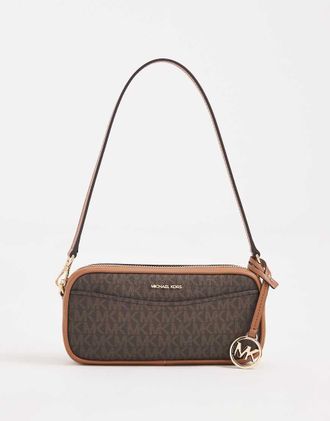 Michael Kors May - Pochette bandouli&egrave;re &agrave; monogramme - Marron