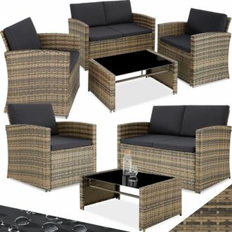 TecTake Tectake - Salon bas de jardin lucques 4 places - gris/gris clair