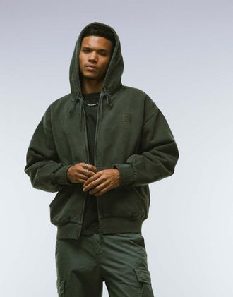 Carhartt Work in Progress Vista - Sweat à capuche oversize avec fermeture éclair - Noir délavé