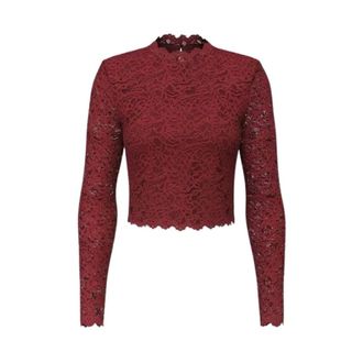 Guess Maglia Cropped in Pizzo - Femme - Tops - Rouge - Taille: 40 FR
