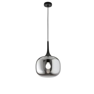 Luce-Ambiente-Design Jaipur suspension in Black Metal and Smoked Glass Diffuser 30 cm