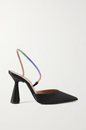 D'accori Escarpins À Brides Arrière En Satin À Cristaux Saturn - Noir