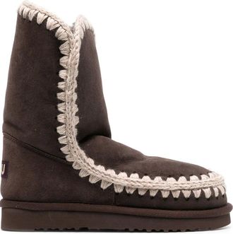 Mou bottines en daim à patch logo - Marron