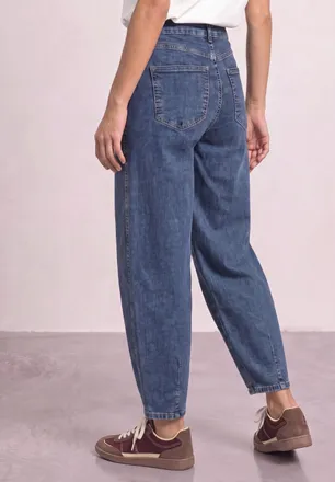Street One Loose-fit-Jeans STREET ONE, Damen, Gr. 24, L&auml;nge 28, blau (medium blau washed), Jeans, 82% Baumwolle, 15% Polyester, 3% Elasthan, unifarben, lang, Jea