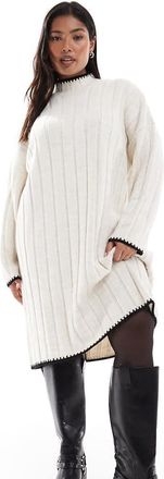 Only Strick-Minikleid in Weiß mit Kontrastmuster