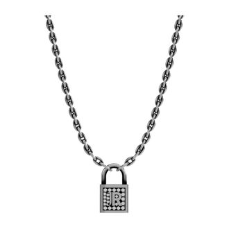 John Richmond Vorh&auml;ngeschloss-Halskette mit Logo - - Accessories - Damen - Grau - ONE SIZE