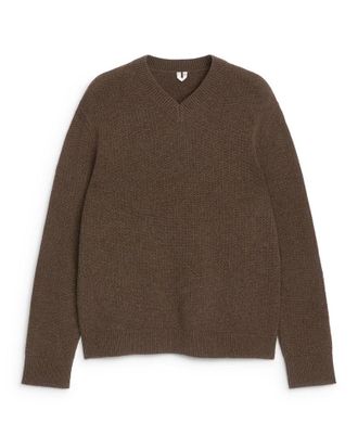 Arket Wollpullover Mit V-Ausschnitt -Braun