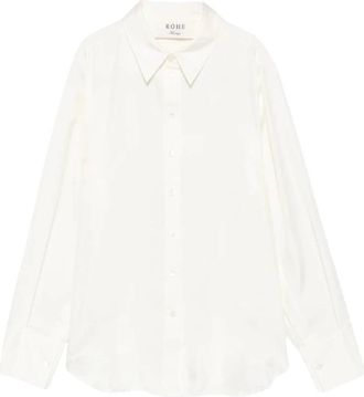 R&oacute;he Haut Satin Manches Longues - Femme - Blouses et Chemises - Blanc - Taille: 36 FR