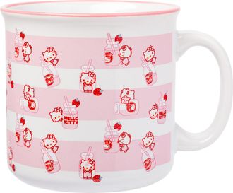 Silver Buffalo Sanrio Hello Kitty Erdbeer-Milchflaschen-Motiv, Keramik, Camper, 590 ml