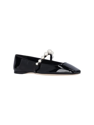 Jimmy Choo London Womens Ade Flat Black Calf Leather
