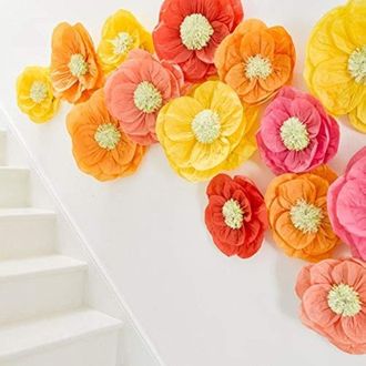 Talking Tables Papiermohnblumen in 5 Farben, 2 Gr&ouml;&szlig;en. Gemischte Innenseite von 12Pk, Pappe, mehrfarben, 45 x 45 x 70 cm