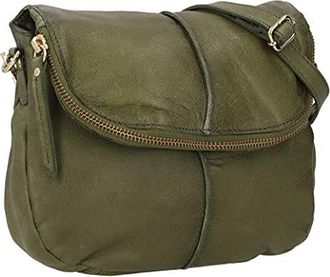 Gusti Cuir Sac &agrave; main - Iselin Sac Bandouli&egrave;re Femme en Cuir Vert Kaki, Style Ann&eacute;es 80, Compact, Tannage Chimique, &Eacute;l&eacute;gant & Pratique