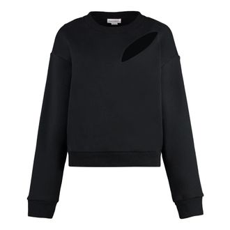 Alexander McQueen Baumwoll-Sweatshirt mit Rundhalsausschnitt - - Sweatshirts & Hoodies - Damen - Schwarzk - S