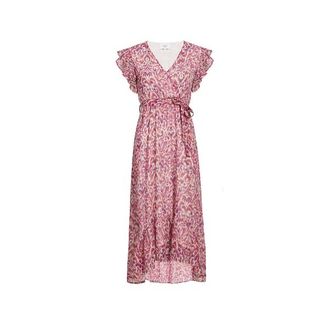 Au Printemps Paris langes Kleid mit Kuri -Muster - Rose