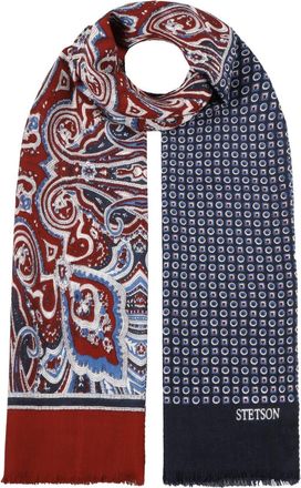 Stetson Wollschal Paisley Winterschal Unisex Made in Germany dunkelblau-rot One Size