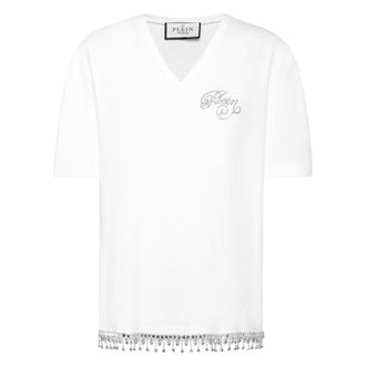 Philipp Plein Femme, Tops, Blanc, Taille: 40 FR T-Shirt V-Neck Ss