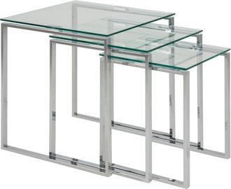 AC Design Furniture Jannis Beistelltisch - 50 x 50 x 55 cm, Glas Klar/Silber, Moderner Wohnzimmertisch