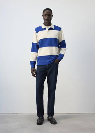 Mango Sweat 100 % coton rayures bleu encre - Homme - XXL - MANGO MAN