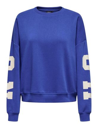 Only Damen Sweatshirt ONLSweat Life Back Sleeve Print Pullover Loose Fit 15356793 Surf The Web Birch Houston XL
