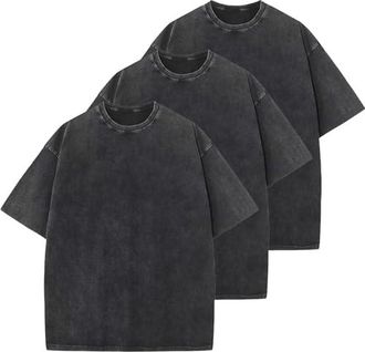 Generic Lot de 3 t-shirts surdimensionn&eacute;s d&eacute;contract&eacute;s d&eacute;lav&eacute;s vintage pour femme, 3 pi&egrave;ces - E, 4XL