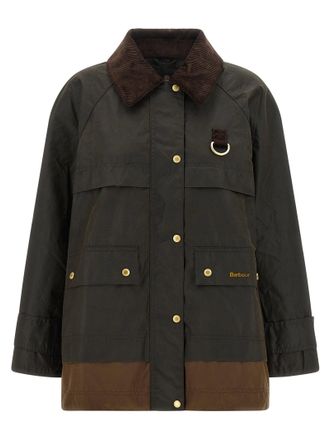 Barbour Waxed Cotton Colorblock Coat - Olive