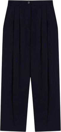 Emporio Armani Femme, Pantalons, Bleu, Taille: 38 FR Pantalon &agrave; pli en laine fluide