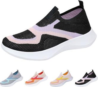 Generic Baskets &agrave; enfiler pour femme avec dessus color&eacute; - Chaussures de marche orthop&eacute;diques en maille respirante pour femme - Confortables et d&eacute;contract&eacute;es -