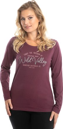 Roadsign Damen Langarmshirt mit Aufdruck auf der Vorderseite und Rundhalsausschnitt, Sweater aus 100 Prozent Baumwolle Bordeaux, S