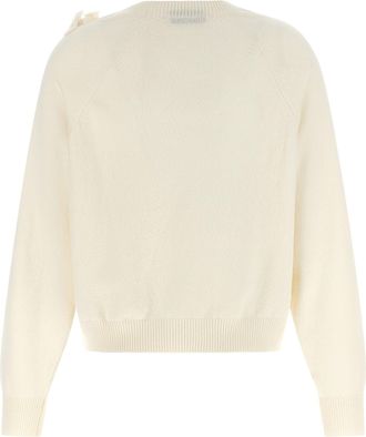 Alberta Ferretti 3D Floral-Embroidered Sweater - Cream