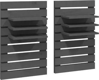 vidaXL Wand-Nachttische 2 Stk. Grau Massivholz Kiefer Vidaxl