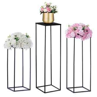 Nuptio Nuptio Schwarze Vase Hochzeit Mittelst&uuml;cke 3 St&uuml;ck Hohe Pflanze Stehen Blumenvasen Metall Display Tischst&auml;nder Geometrische Mittelst&uuml;cke f&uuml;r Zu Hause 